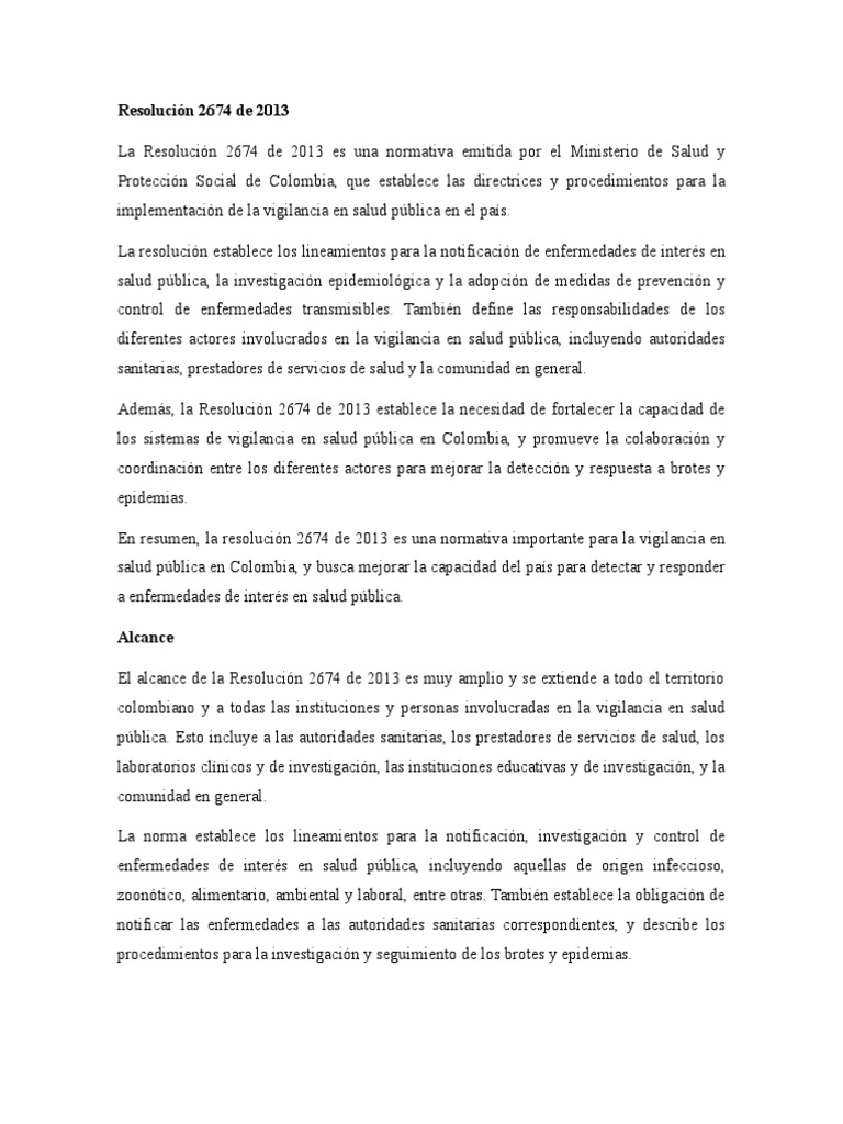 Resumen Resolución 2674 de 2013 | PDF