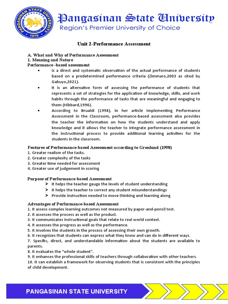Unit 2 - Handouts ASSESSMENT OF LEARNING 2 | PDF | Educational ...