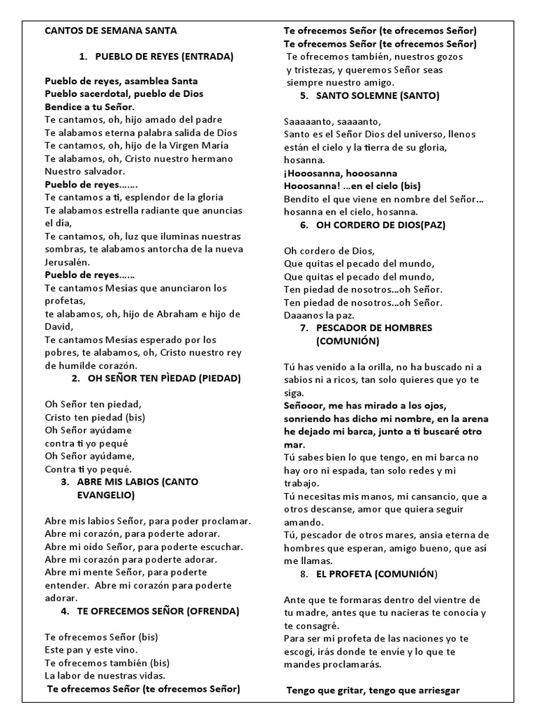 Cantos Semana Santa Descargar Gratis Pdf Eucaristía Jesús