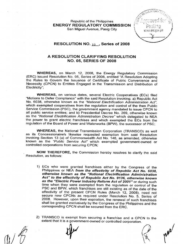 RESOLUTIONNO.10 Series of 2008 | PDF