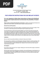7 Implant Post Op Instructions | PDF | Dental Implant | Surgery