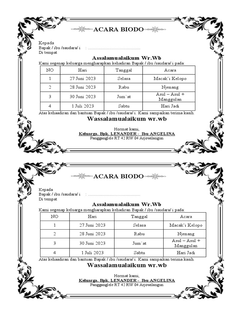 Acara Biodo | PDF