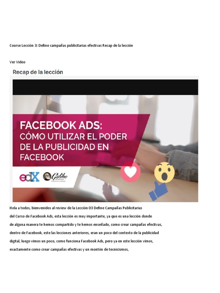 Recap Course Lección 3 Define Campañas Publicitarias Efectivas Recap de ...