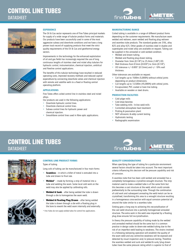 E109 Control Lines | Download Free PDF | Pipe (Fluid Conveyance) | Strength Of Materials