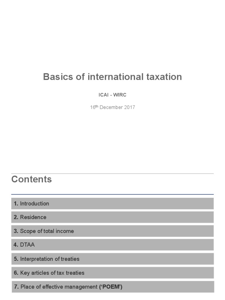 Basics International Taxation | PDF | International Taxation | Double ...