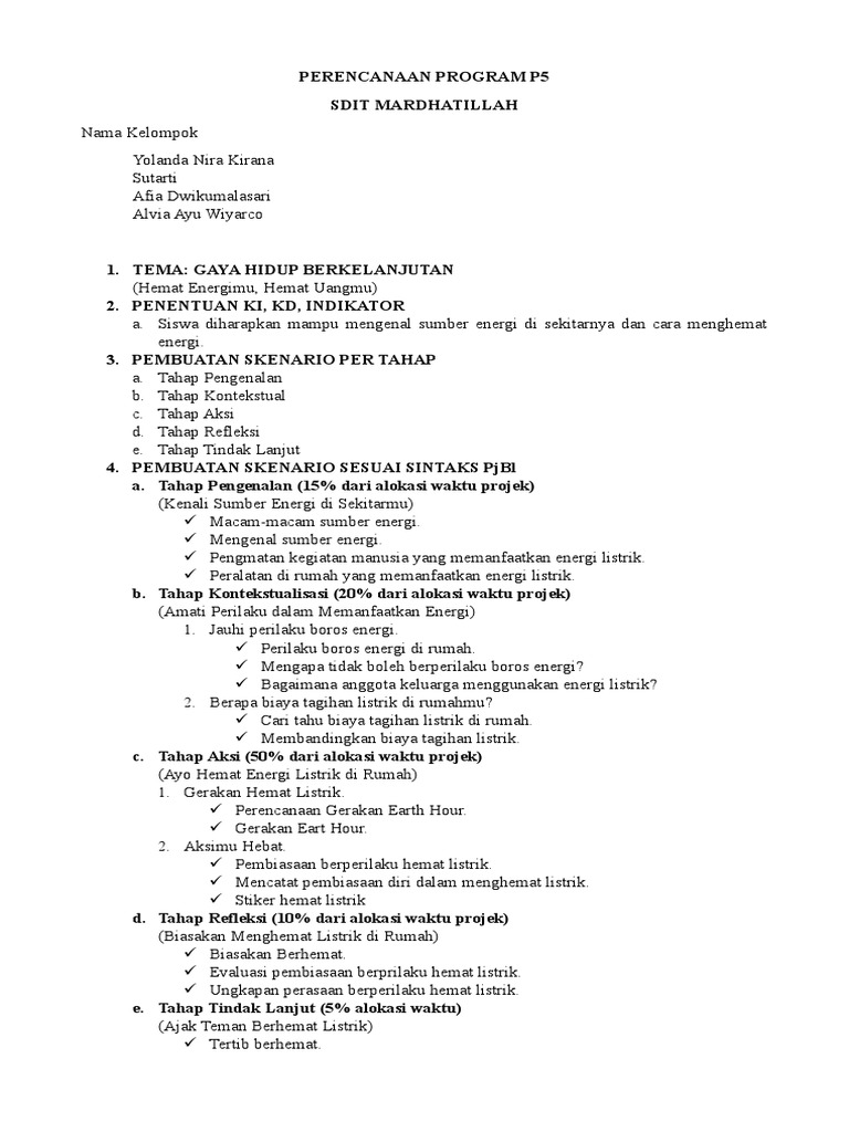 Perencanaan Program P5 | PDF