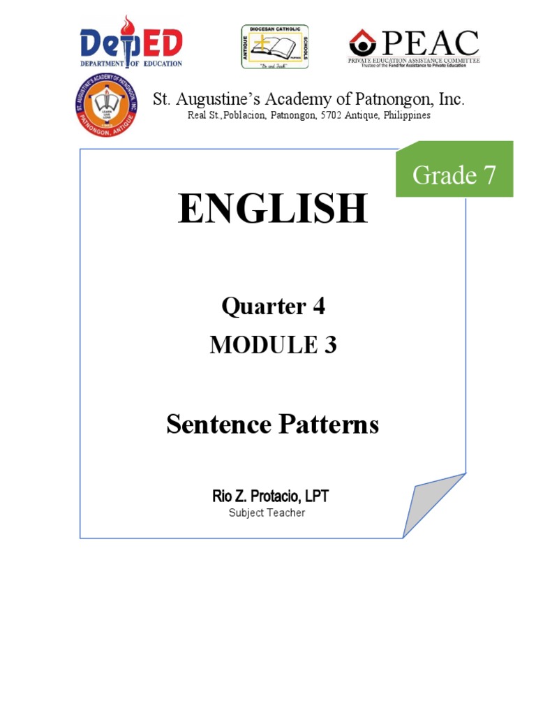 Eng 7 Quarter 4 W3 | PDF | Verb | Subject (Grammar)