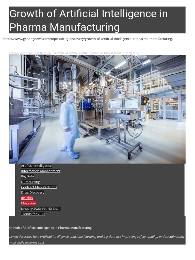 Growth Of Artificial Intelligence In Pharma Manufacturing Pdf