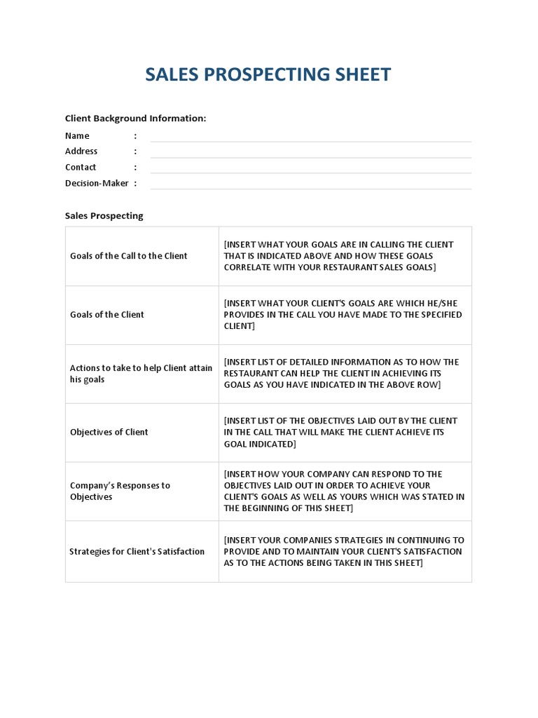 Sales Prospecting Sheet | PDF | Law