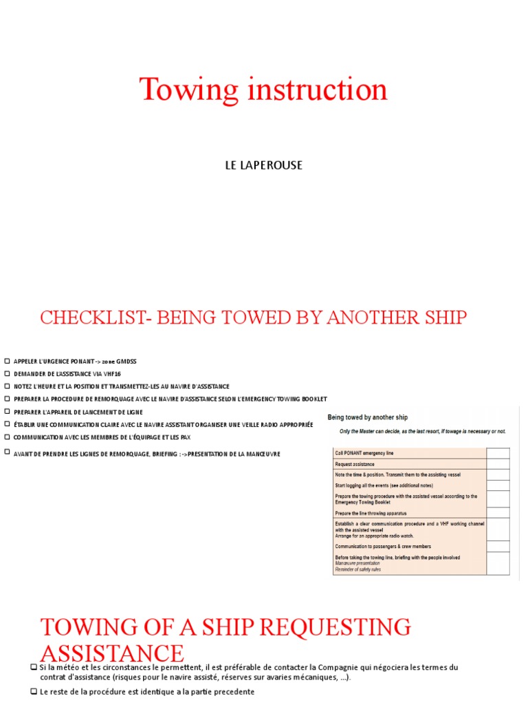 Towing Instruction 2.0 | PDF | Remorqueur | Types de bateaux