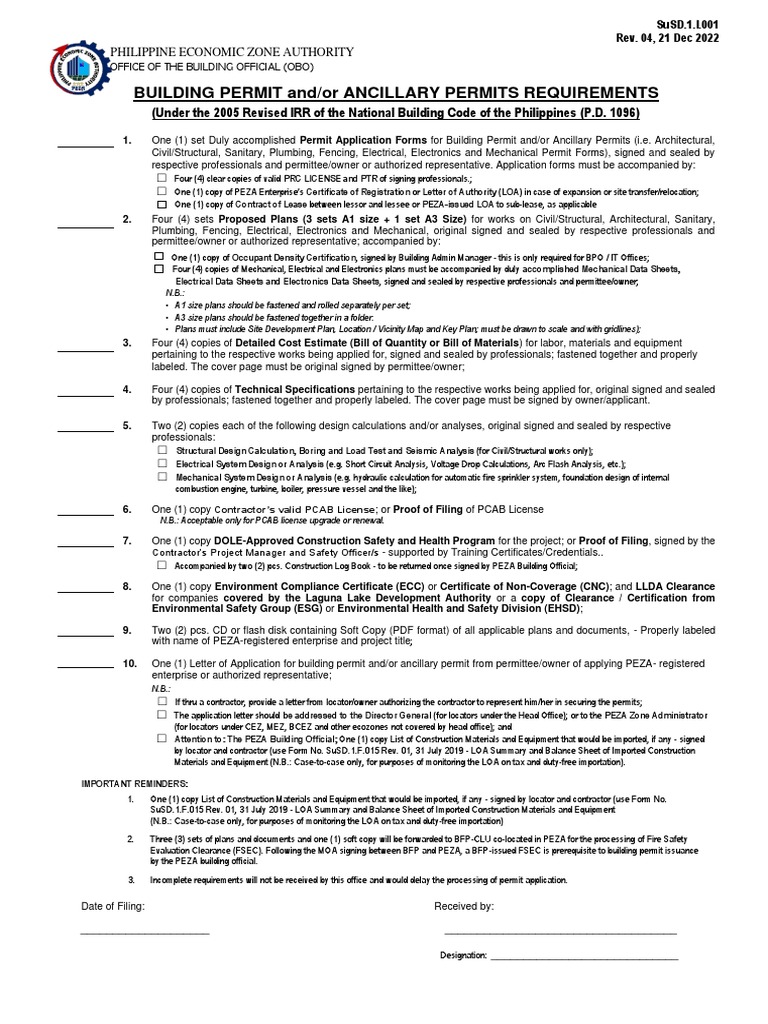 Susd 2022-024 Building Permit and or Ancillary Permits Requirements ...