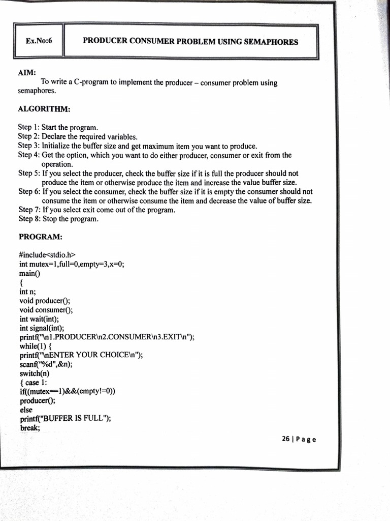 Producer Consuming Problem Using Semaphores | PDF | Computers | Technology & Engineering