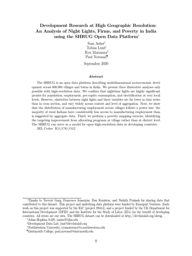 Development Research at High Geographic Resolution: An Analysis of Night Lights, Firms, and ...