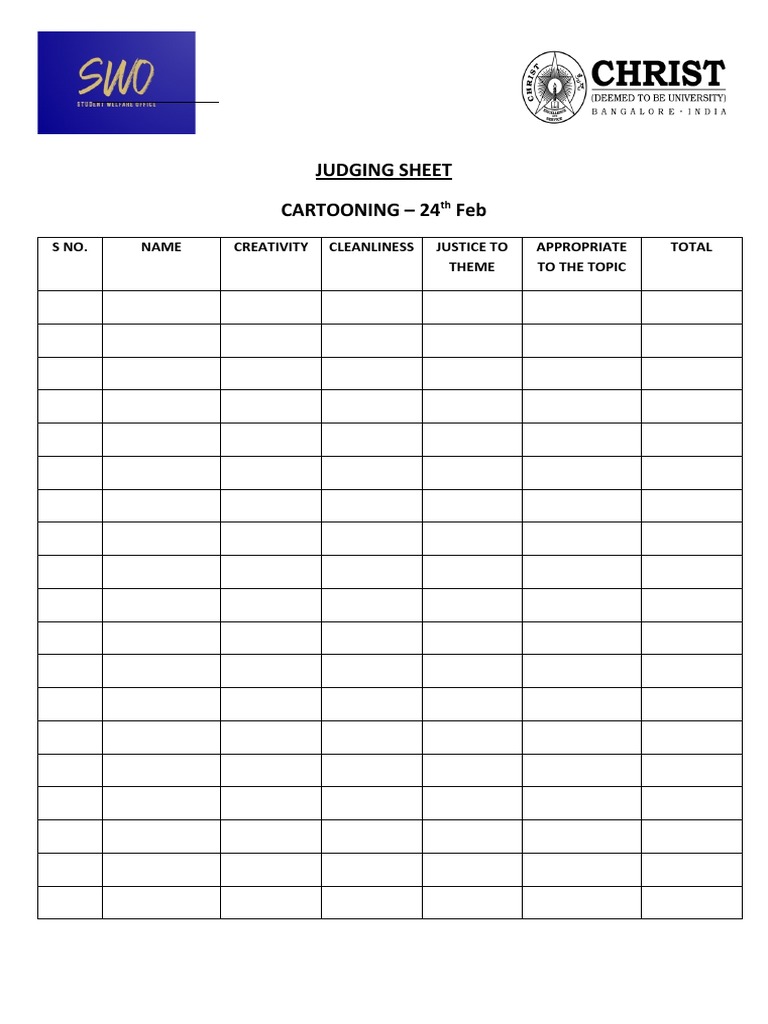 Judging Sheet | PDF