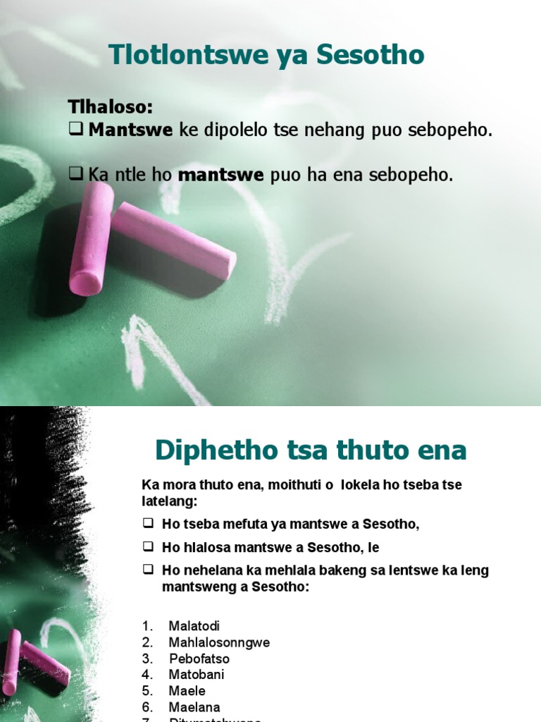 Tlotlontswe Ya Sesotho: Tlhaloso | PDF