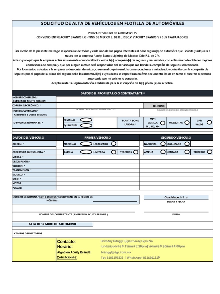 Acuity - Formato Alta Seguro de Auto | PDF | Bienes manufacturados ...