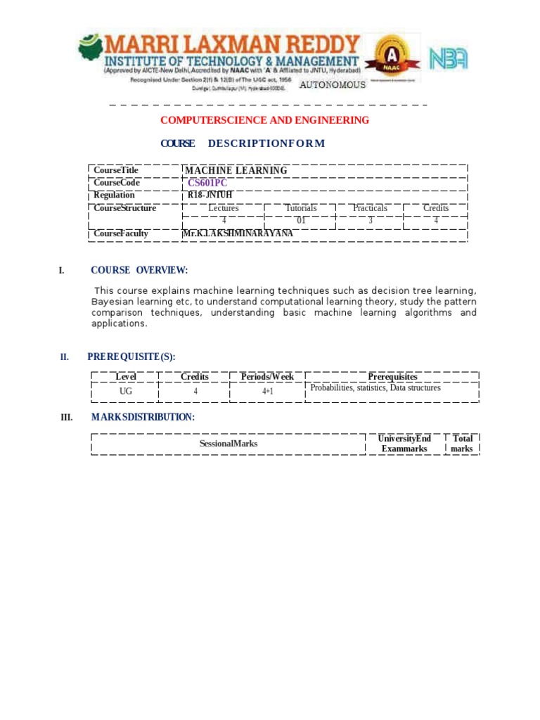 Machine Learning UNIT 1 PDF | PDF | Machine Learning | Learning