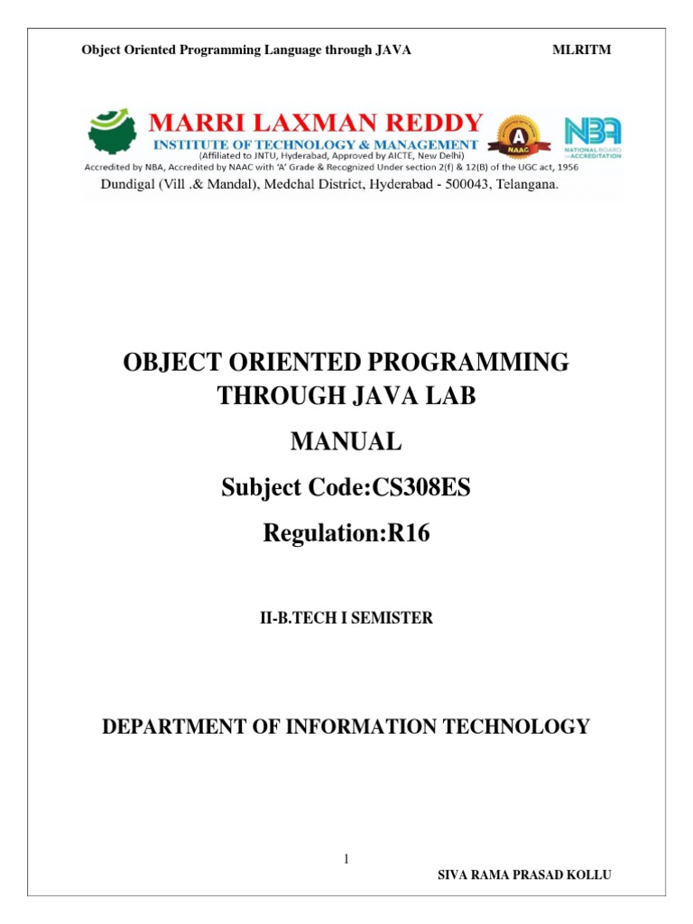 Oops Through Java Lab Manual by Siva Rama Prasad Kollu | PDF | Method ... Oops Through Java Lab Manual by Siva Rama Prasad Kollu | PDF | Method ...