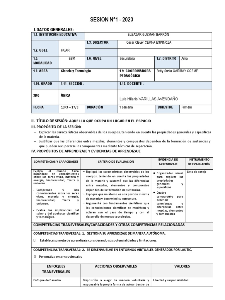 3° SESION Semana 1 Explica EDA 1 CYT 2023 Santillana | PDF | Mezcla | Importar