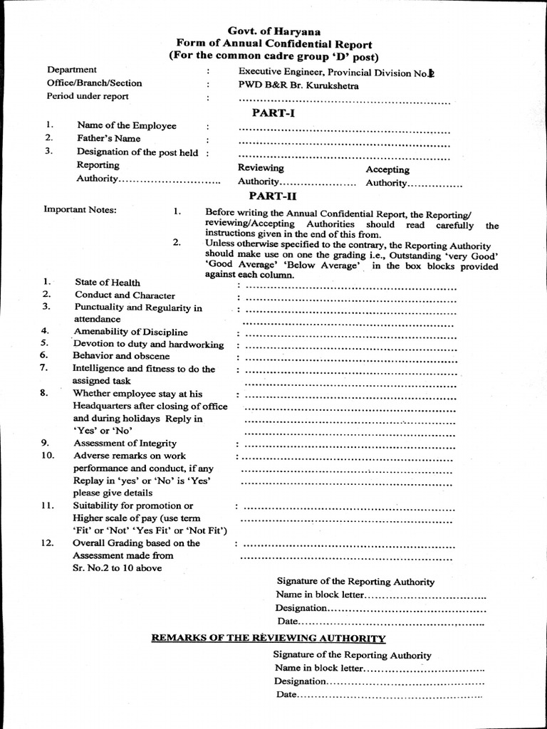 ACR Performa for Group D Overview | PDF