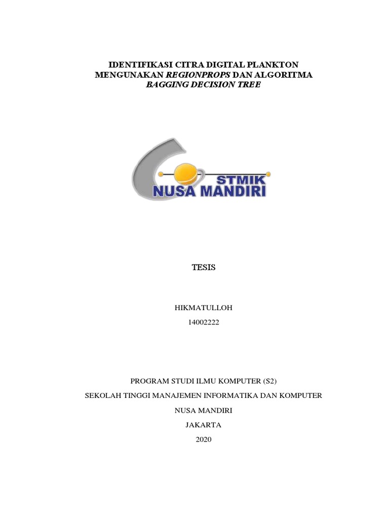 Identifikasi Citra Digital Plankton Mengunakan Regionprops Dan Algoritma | PDF