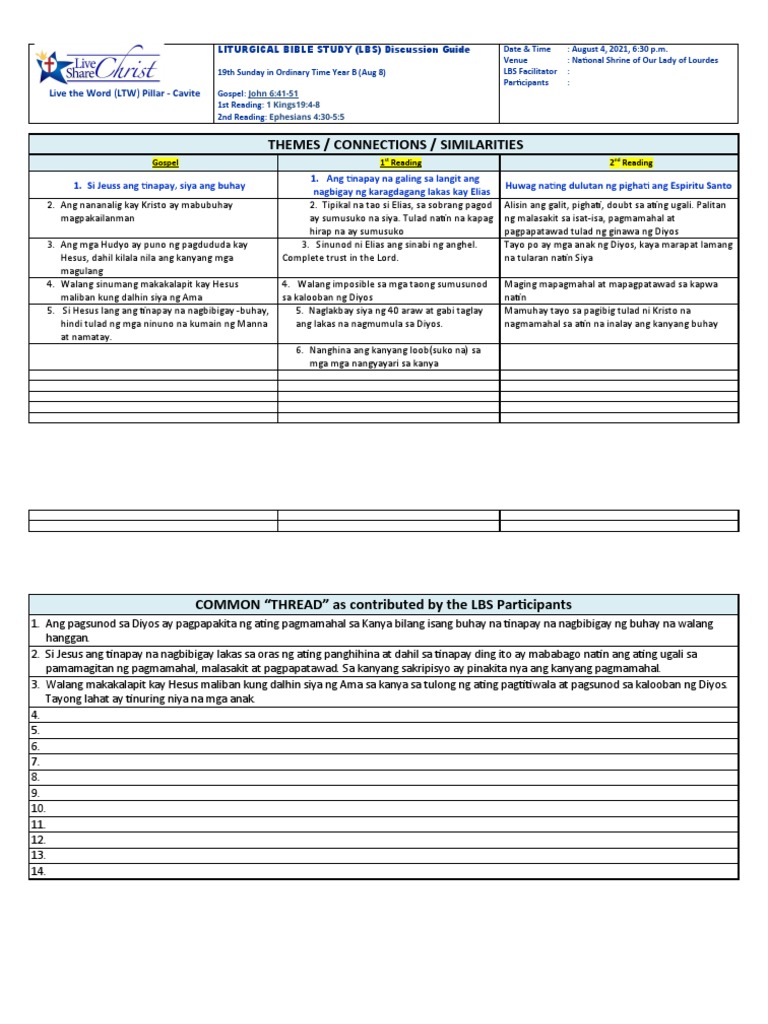 LBS Discussion Guide - Aug | PDF