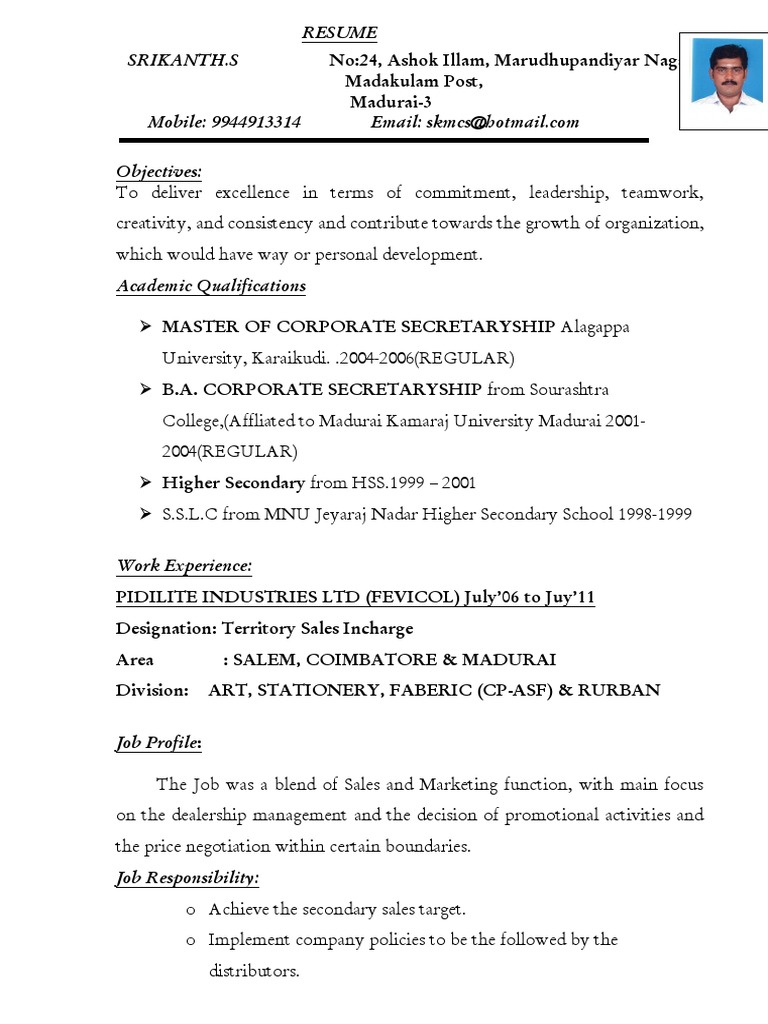 Sri CV Final | Download Free PDF | Sales | Retail
