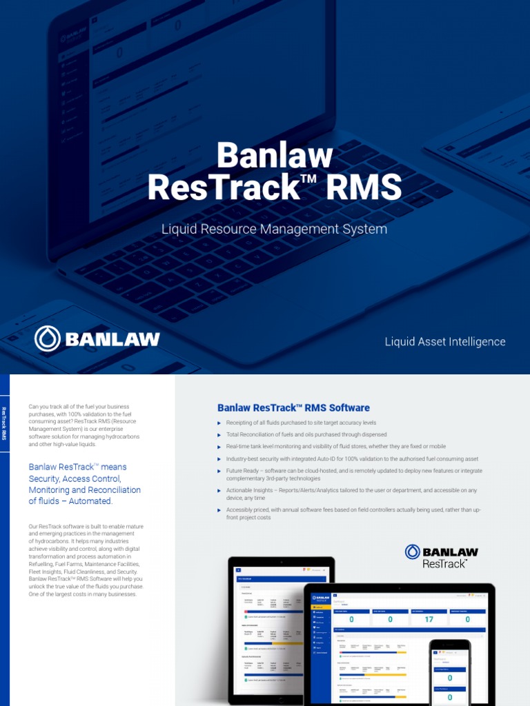 Banlaw ResTrack RMS Fuel Management System Software Brochure | PDF | Automation | Cloud Computing