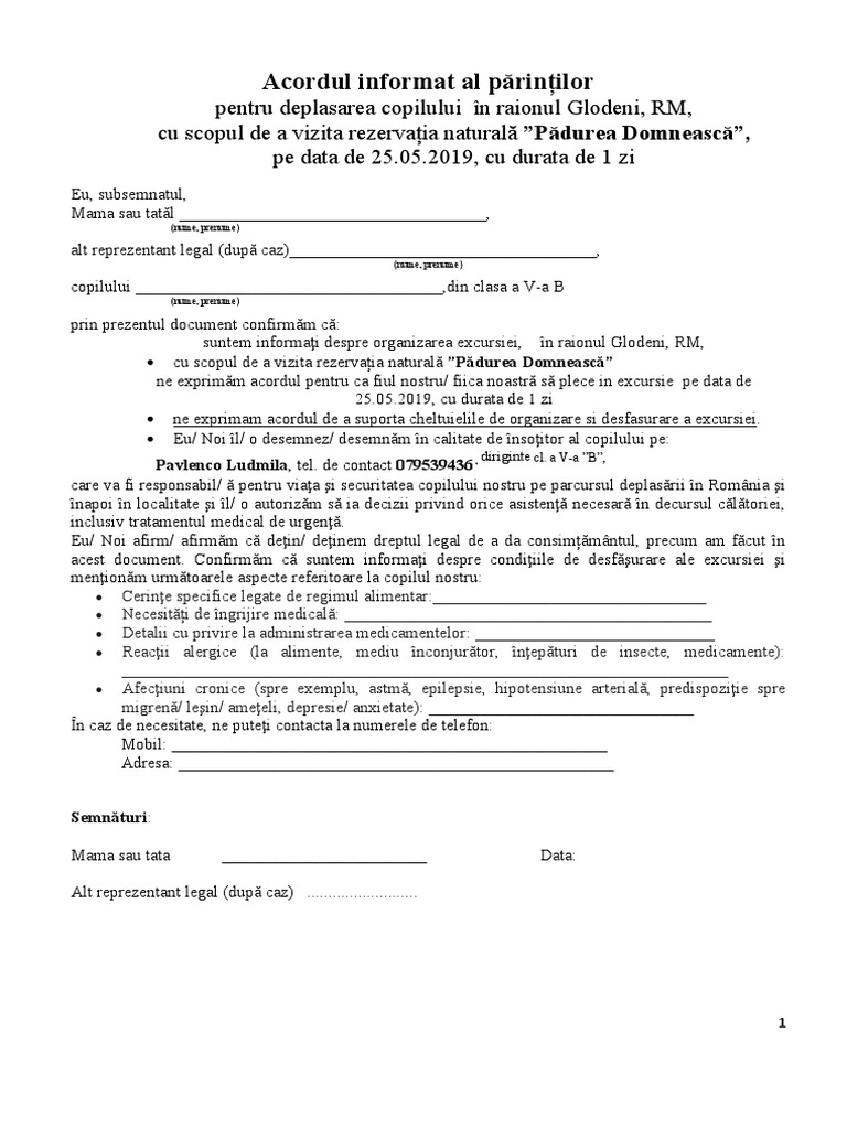 Acord Excursie | PDF
