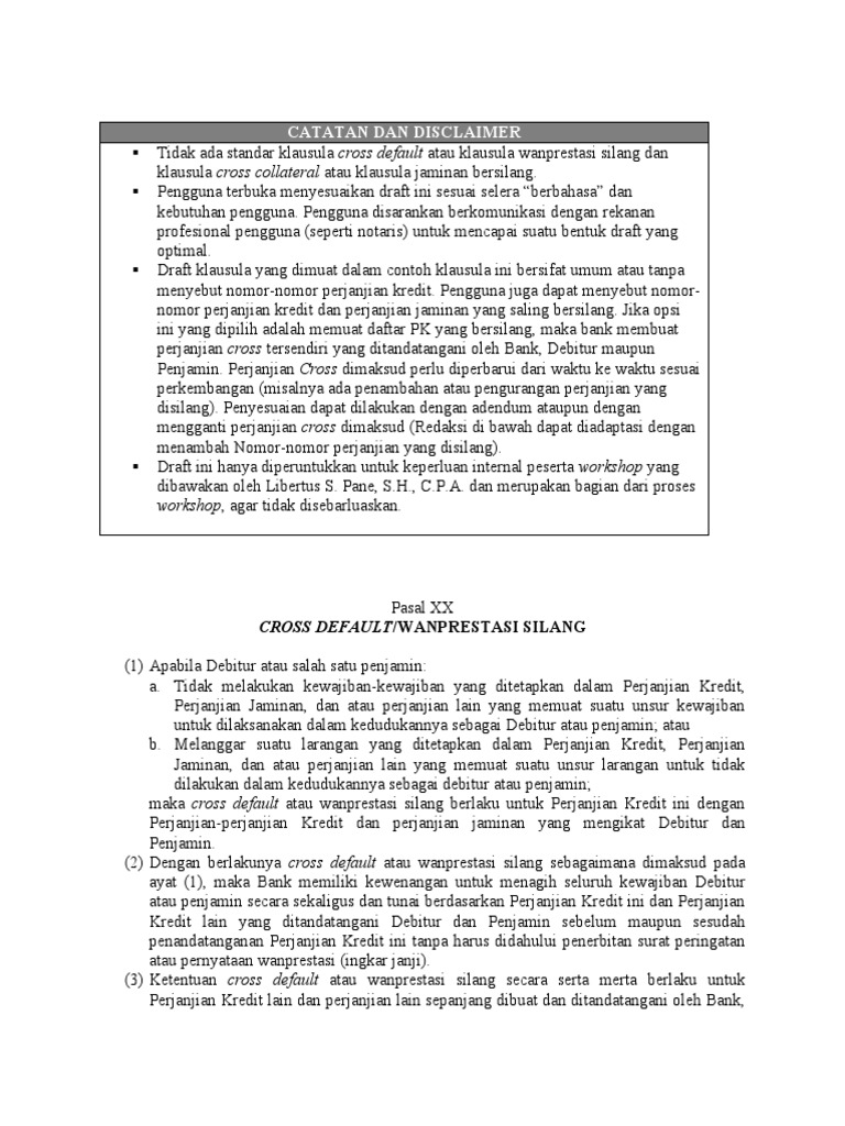 Klausul Cross Default dan Collateral | PDF