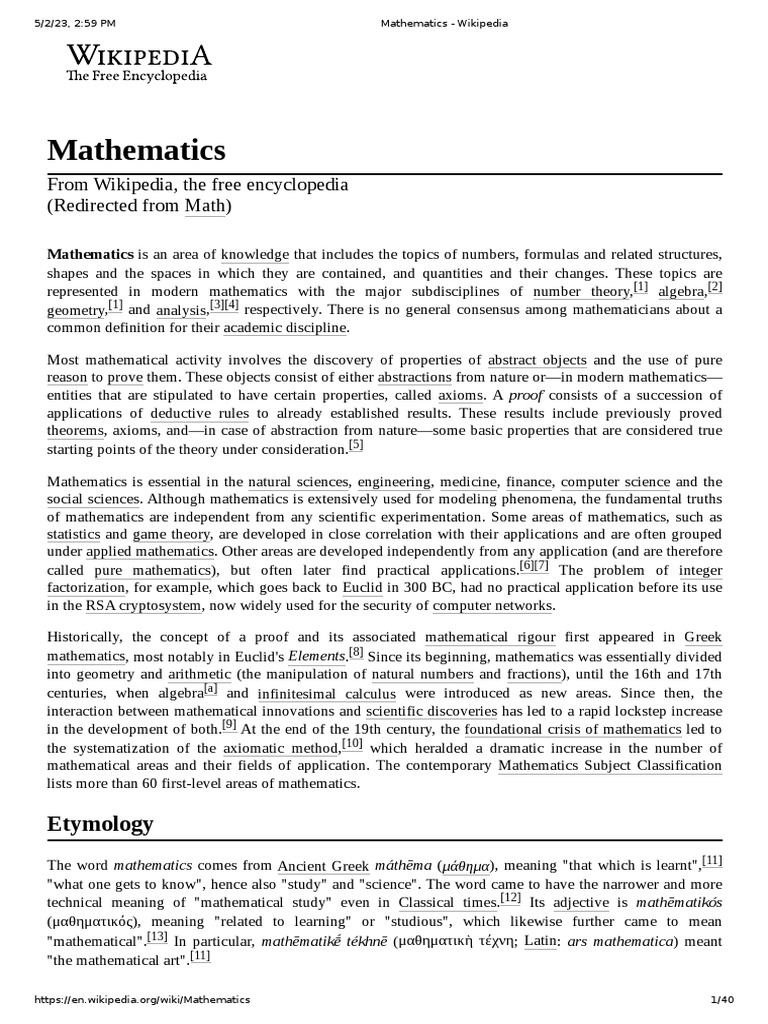 Mathematics - Wikipedia | PDF | Mathematics | Geometry