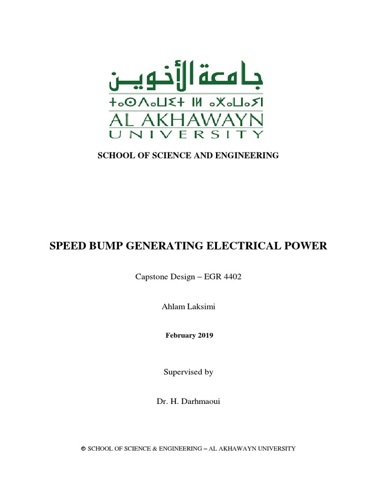 Speeed Bump Generating Electrical Power | PDF | Electric Generator ...