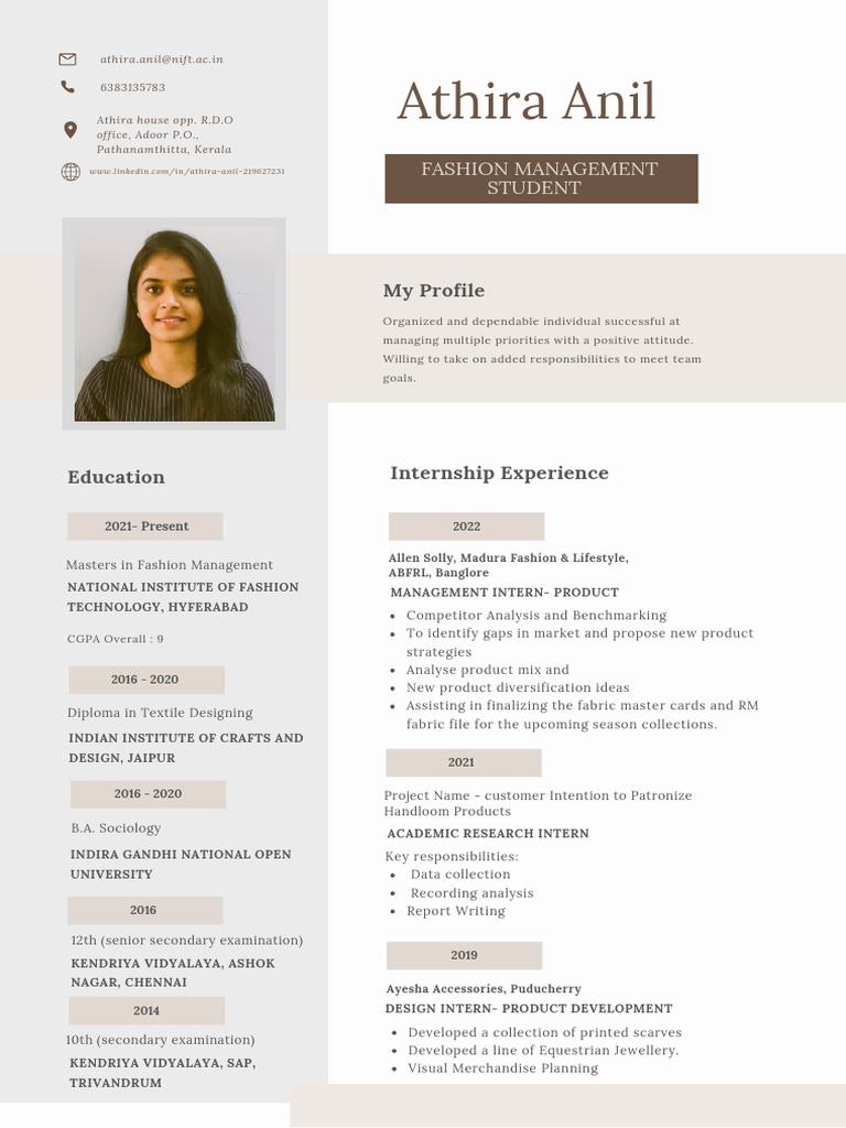 Athira Anil - Resume | Download Free PDF | Brand | Marketing Athira Anil - Resume | Download Free PDF | Brand | Marketing