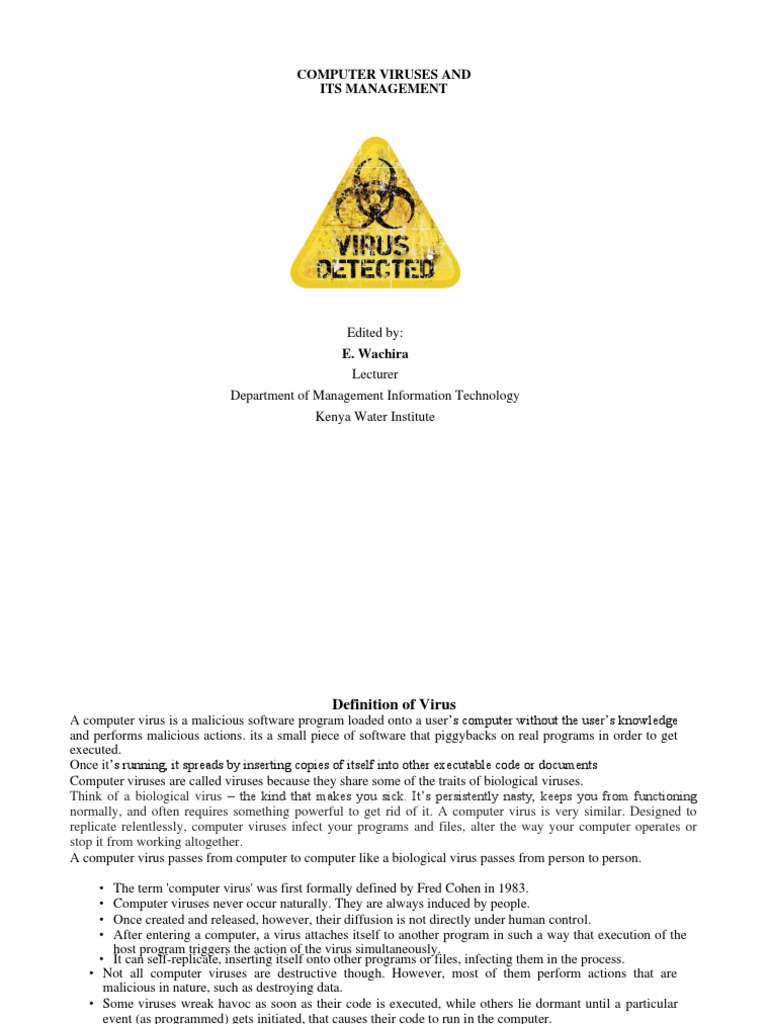 Computer Viruses and Its Management: Edited by | Download Free PDF ...