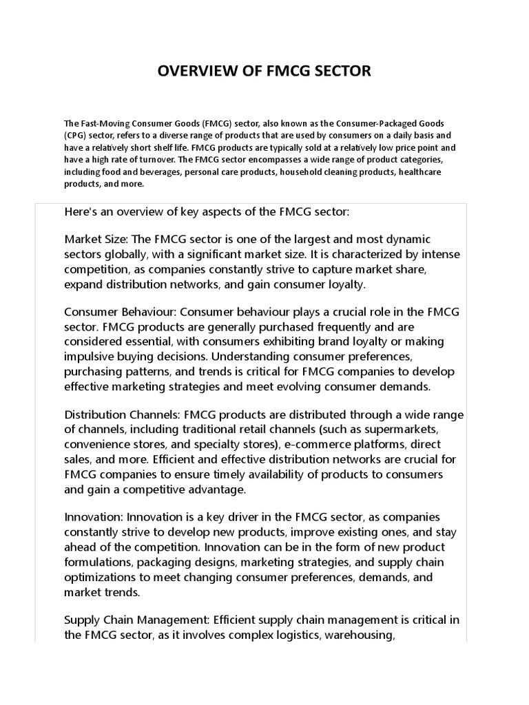 Overview of FMCG Sector | PDF | Supply Chain | Consumer Behaviour