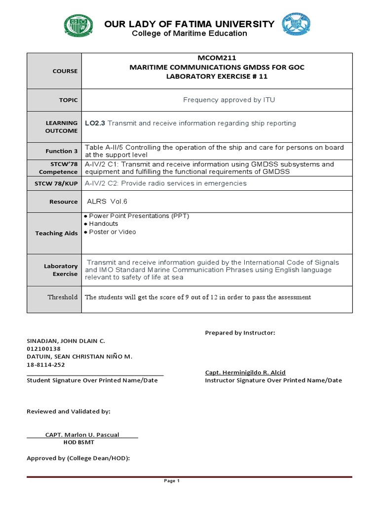 Maritime Communications GMDSS Lab Exercise | PDF