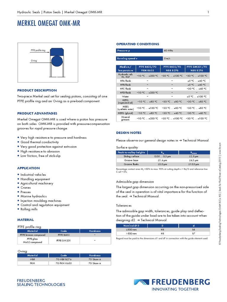 Merkel Omegat Omk-Mr: Operating Conditions | PDF | Mechanical ...