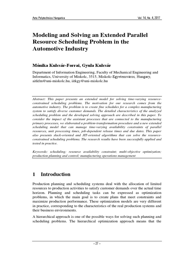 Kulcsar-Forrai Kulcsar 75 | Descargar gratis PDF | Scheduling (Production Processes ...