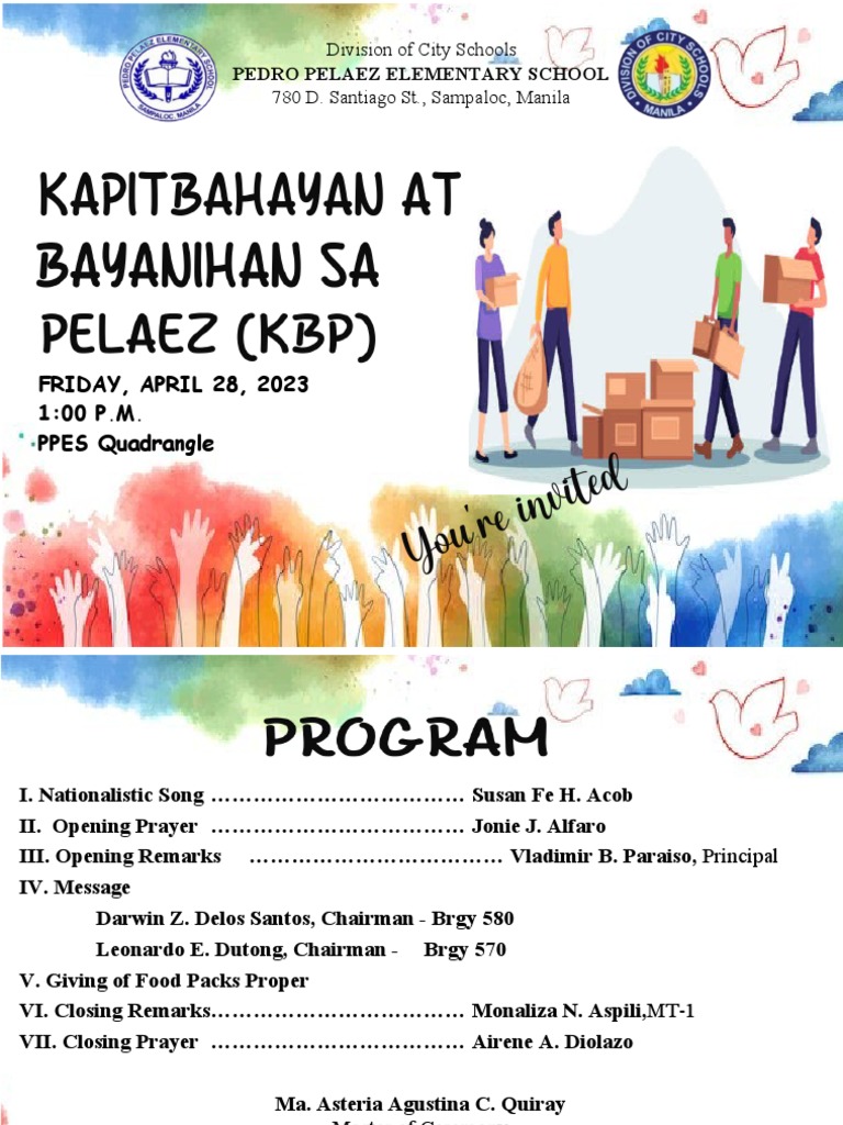 Pedro Pelaez Elementary School: Division of City Schools 780 D. Santiago ST., Sampaloc, Manila | PDF