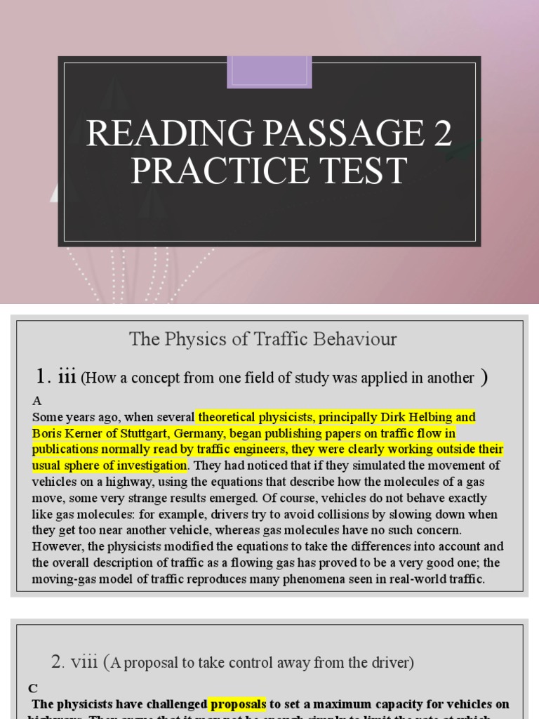 Ielts Pasage 2 Practice Test Answer | PDF | Agriculture | Traffic