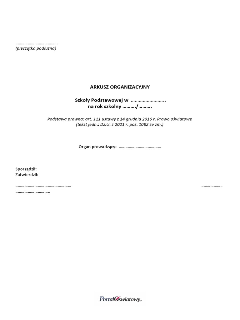 Przyklad Arkusz Organizacji Szkoly 20232024 | PDF Przyklad Arkusz Organizacji Szkoly 20232024 | PDF