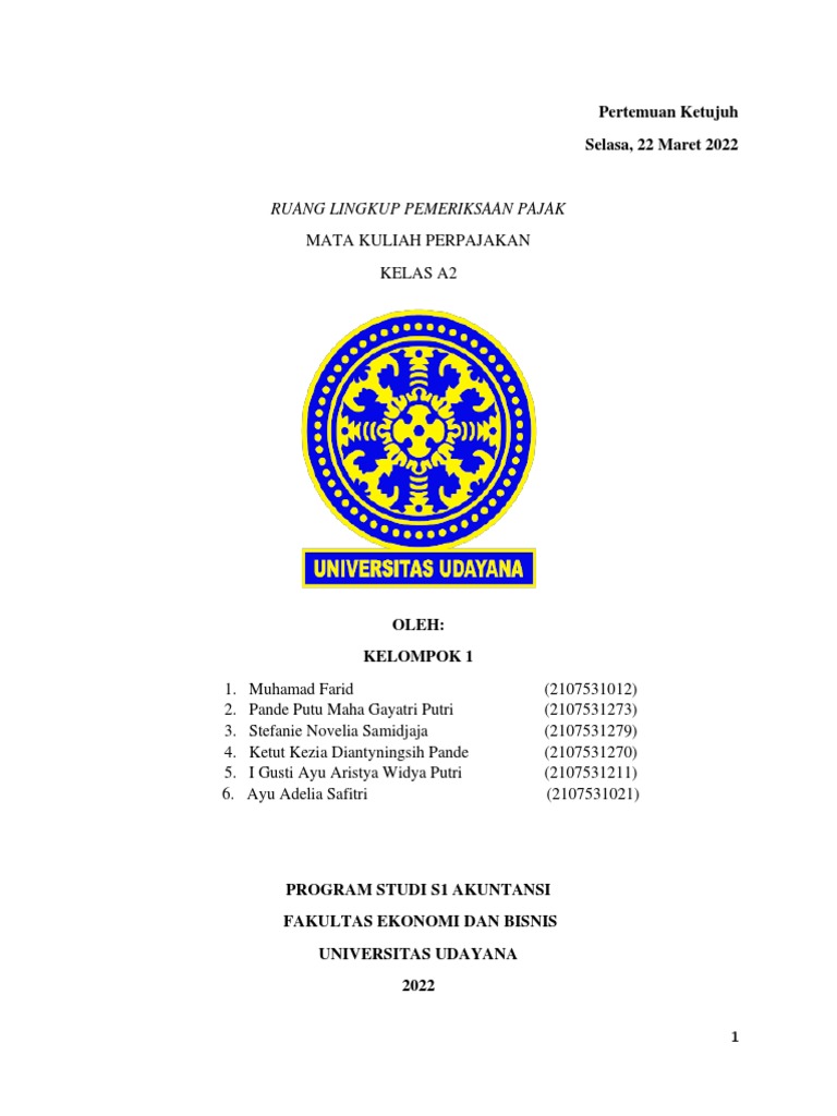 RMK RPS 7 - Ruang Lingkup Pemeriksaan Pajak | PDF