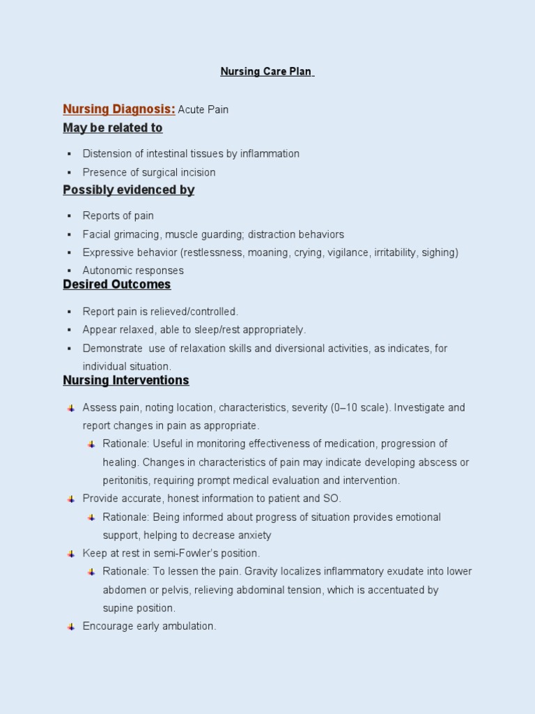 NCP Appendicitis | PDF | Pain | Inflammation