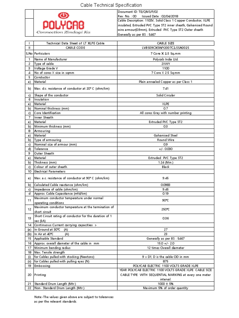 Cable GTP | PDF | Electrical Conductor | Electrical Resistance And ...