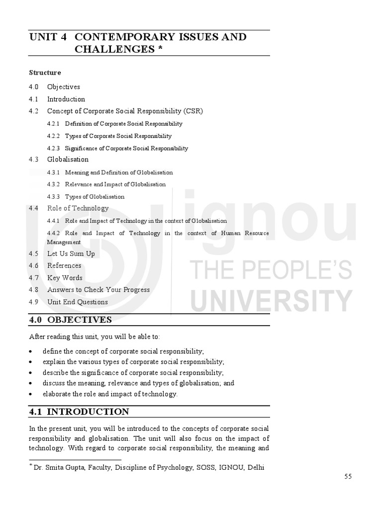 Unit-4 Contemporary Issues and Challenges | PDF | Corporate Social ...