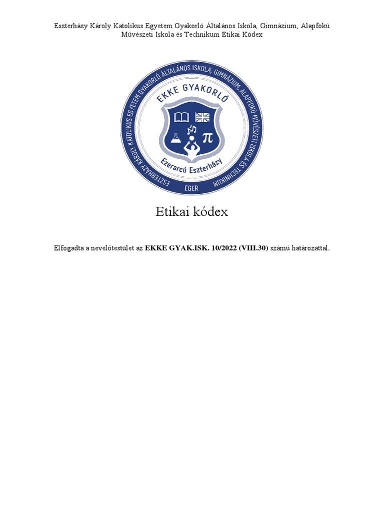 Etikai Kodex 2022 09 01 | PDF