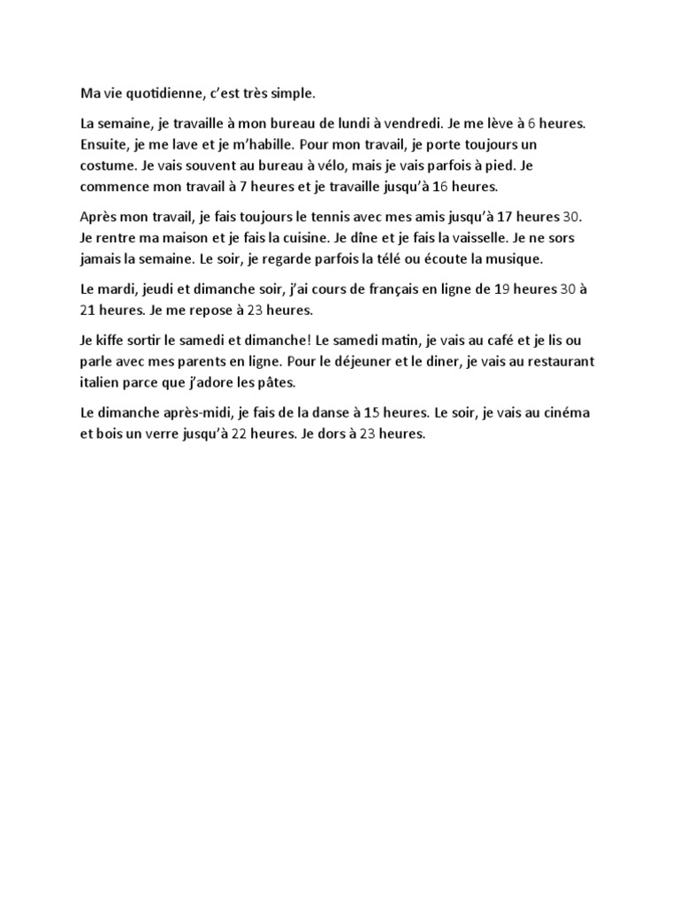 Ma Vie Quotidienne | PDF