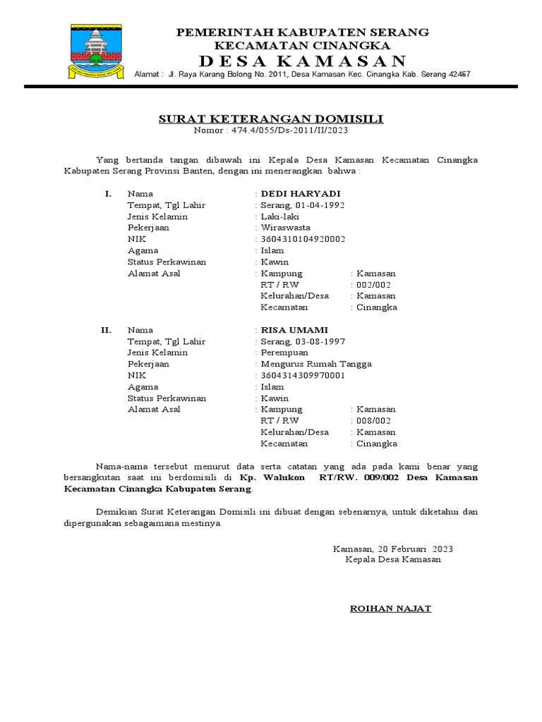 Keterangan Domisili | PDF