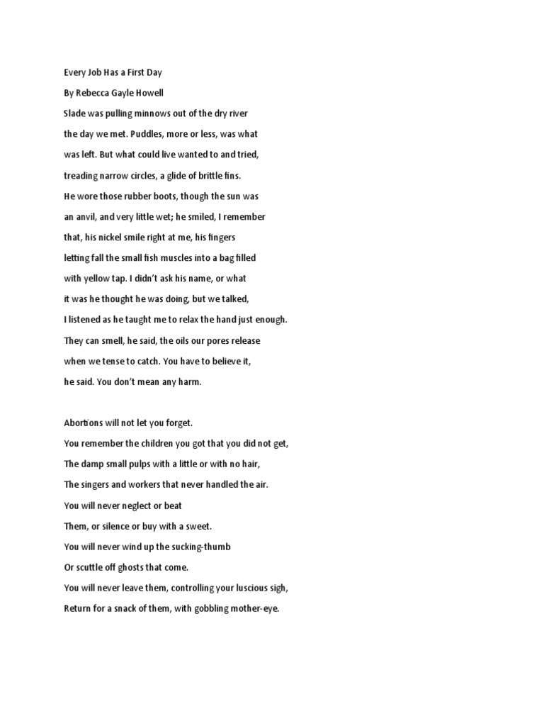 Every Job Has a First Day Poem | PDF