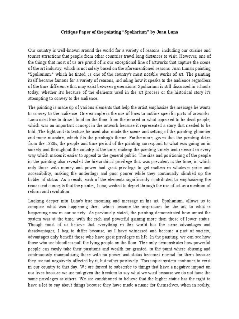 Critique Paper | PDF | Paintings